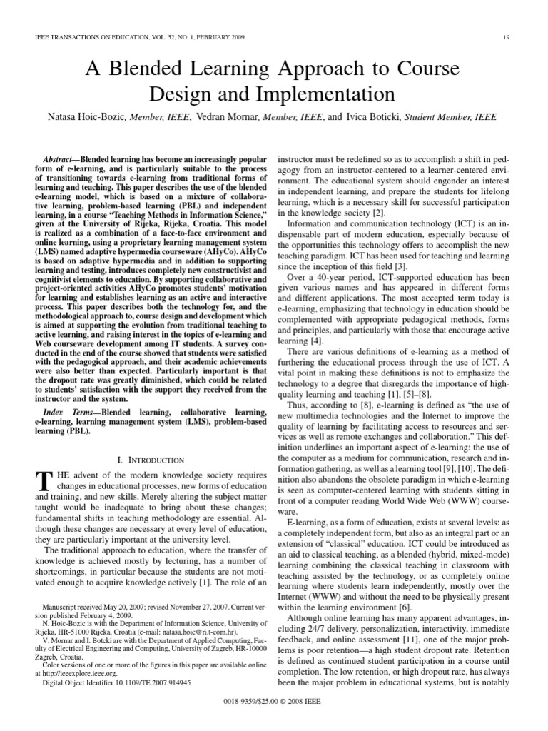 A Blended Learning Approach To Course Design and Implementation | PDF ...