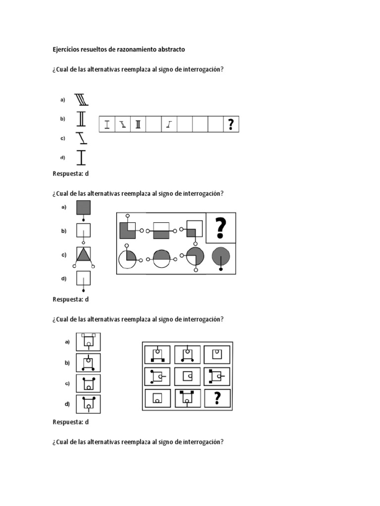 Ejercicios Resueltos de Razonamiento Abstracto | PDF | Puntuación ...