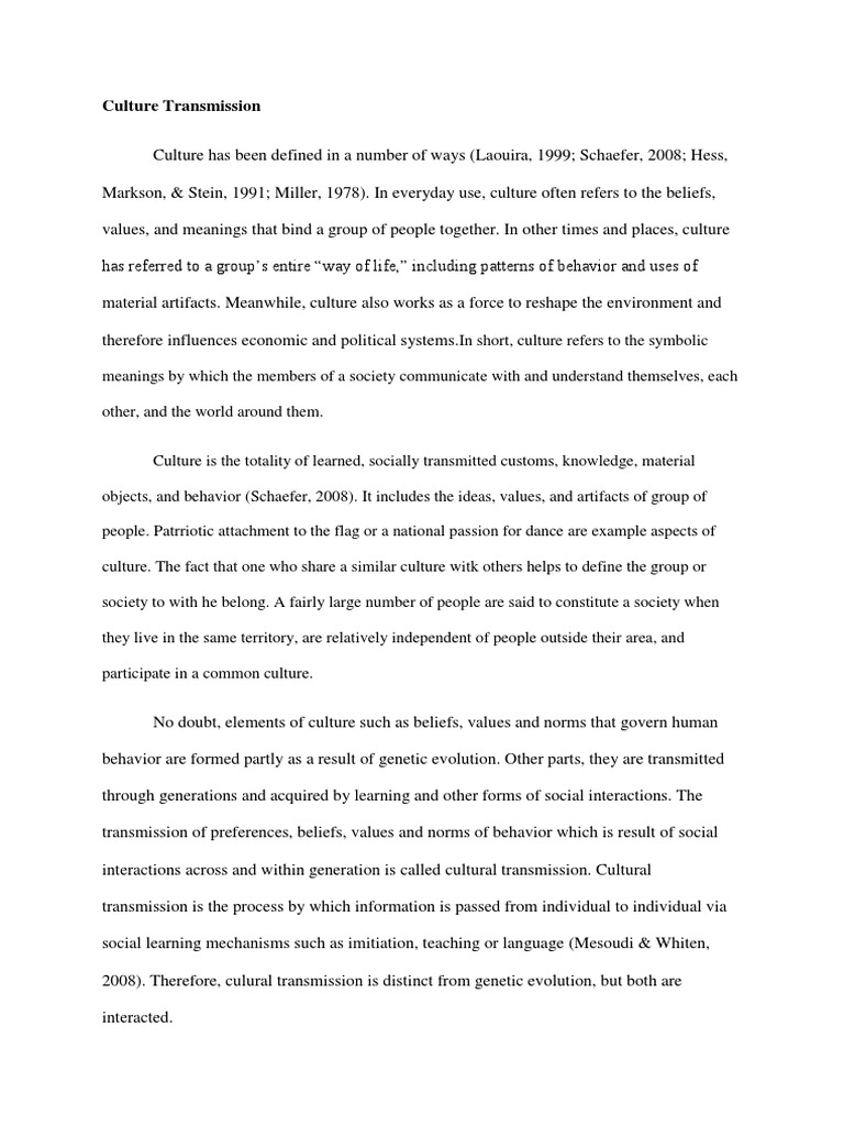 Cultural Transmission in Schools | PDF | Multiculturalism | Socialization