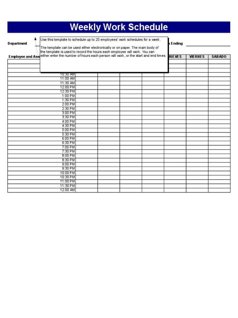 Weekly Employee Work Schedule Template | PDF | Career & Growth