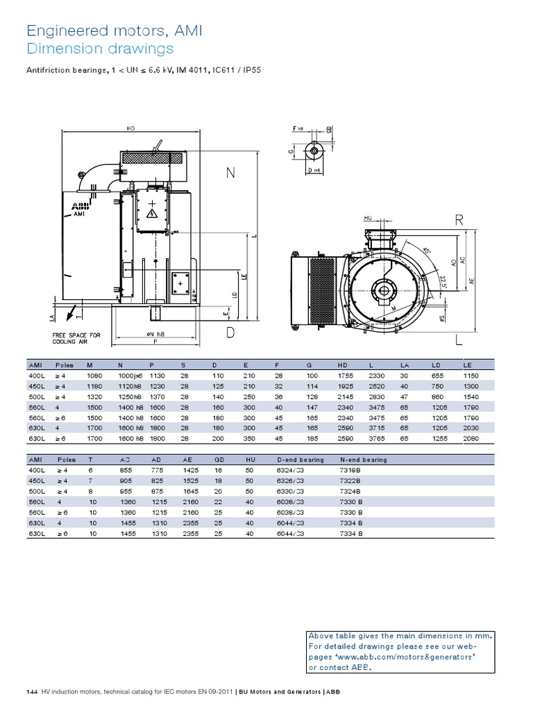Dimension Drawings: Engineered Motors, AMI | PDF