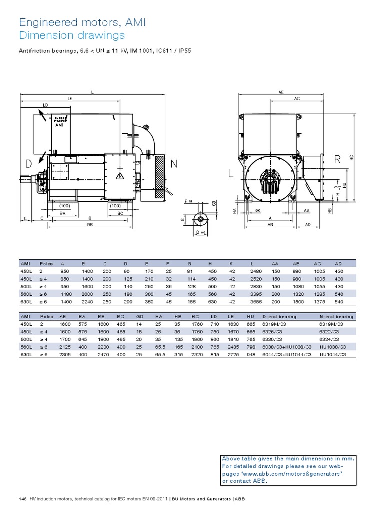 Dimension Drawings: Engineered Motors, AMI | PDF