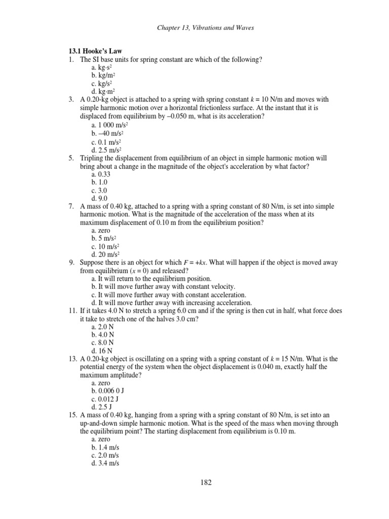 13.1 Hooke's Law: Chapter 13, Vibrations and Waves | PDF | Reflection (Physics) | Refraction