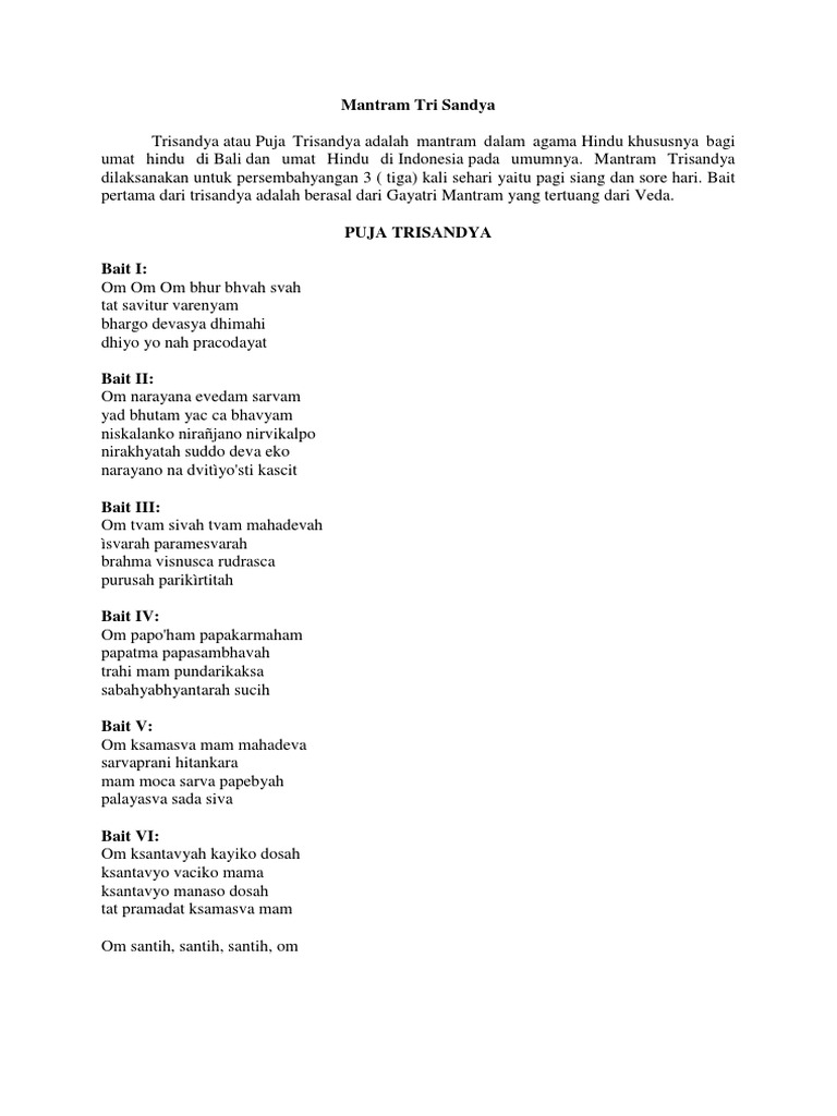 Mantram Tri Sandya | PDF