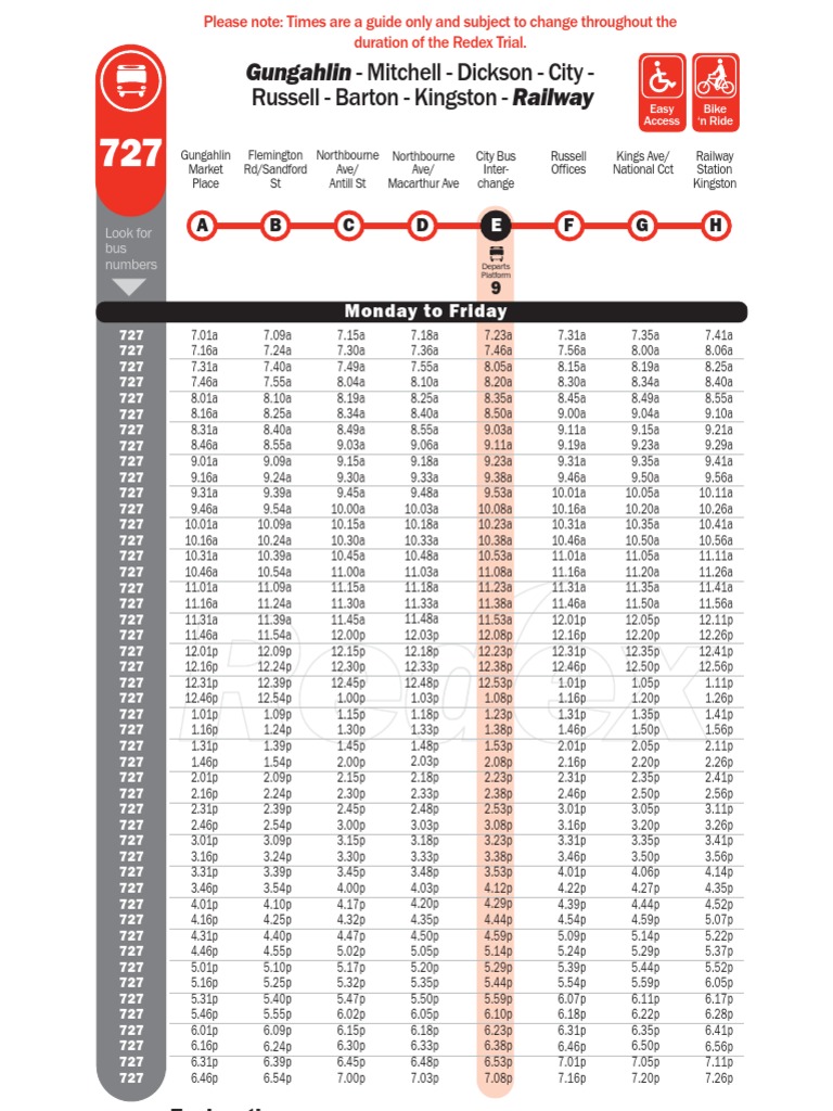 Redex (Trial) Timetable - As at 16 November 2009 | PDF | Services ...