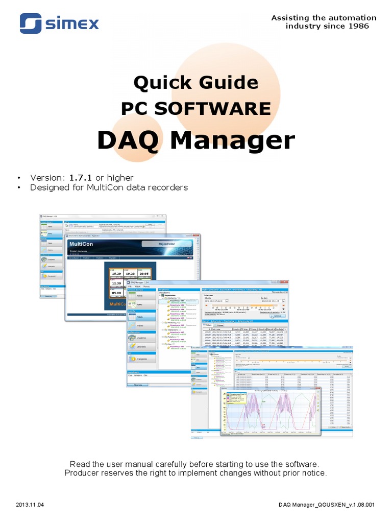 DAQ Manager Quick Guide - QGUSXEN - v.1.08.001 | PDF | Areas Of ...