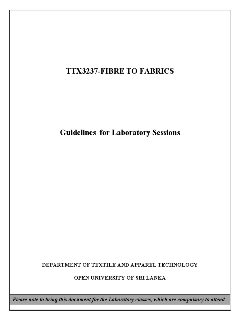 TTX3237-lab Report Sheet 2013 | PDF | Spinning (Textiles) | Textiles