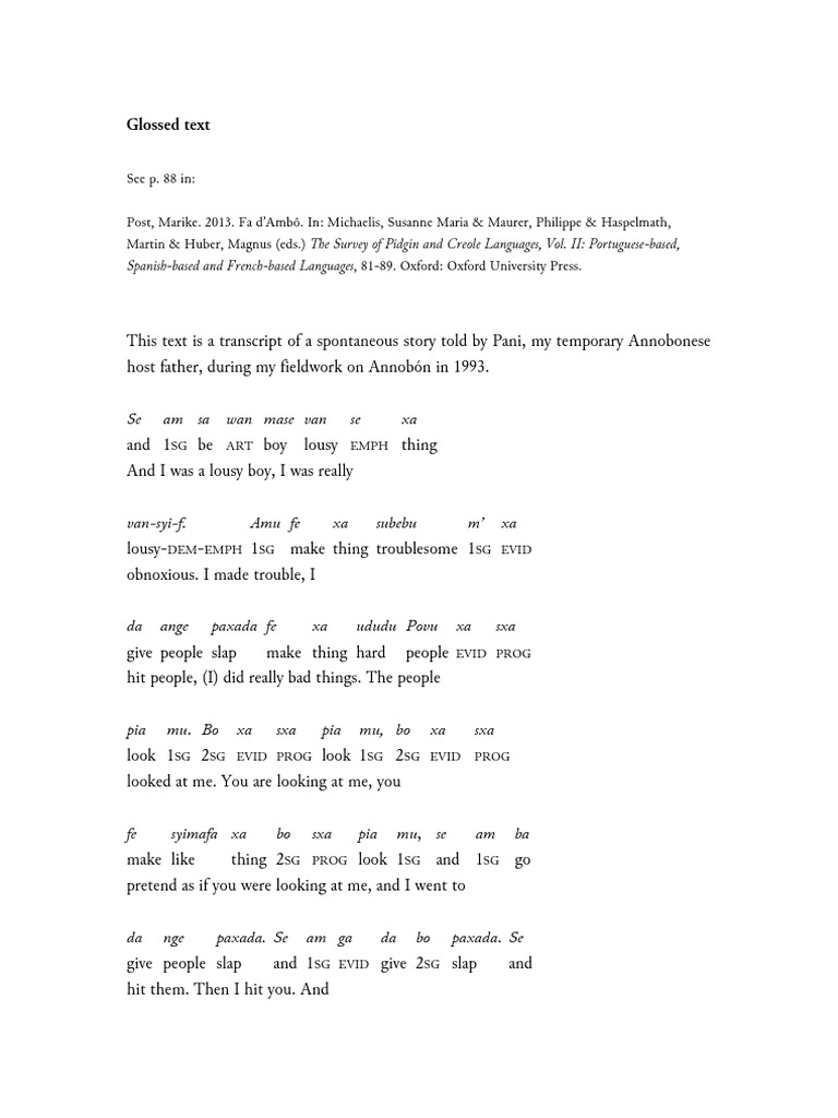 Annobonese Samples | PDF | Sociolinguistics | Linguistics