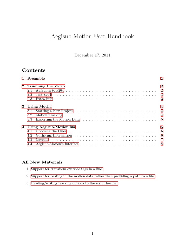 Aegisub-Motion User Handbook | PDF | Rounding | Command Line Interface