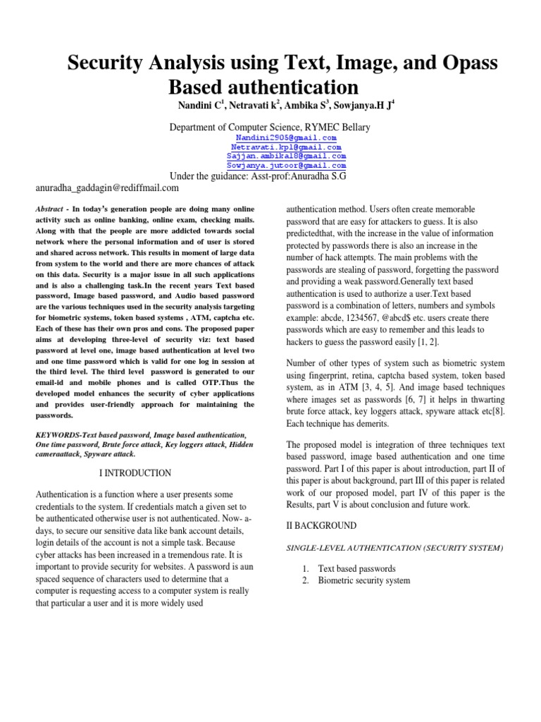 Security Implementation Using Text, Image and Opass | PDF | Password | Authentication