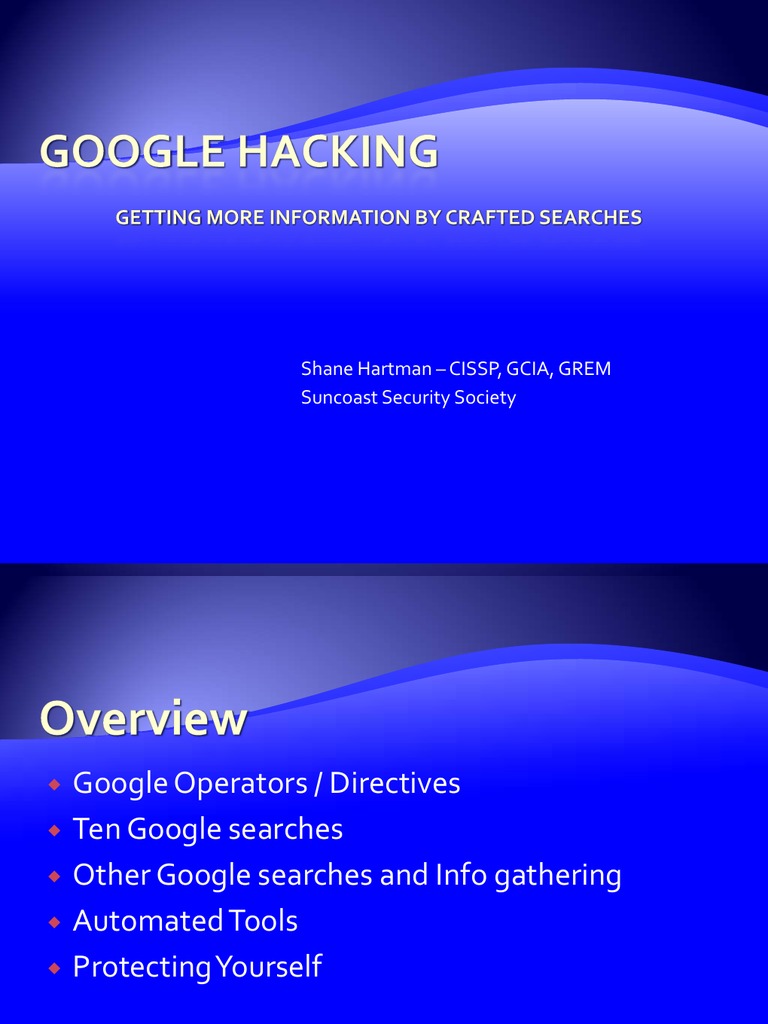 Google Hacking | PDF | Web Page | Web Development