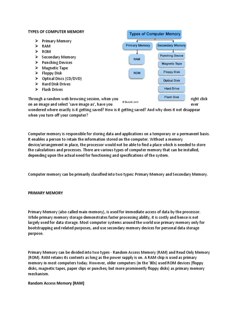 Types of Computer Memory | Download Free PDF | Computer Data Storage ...