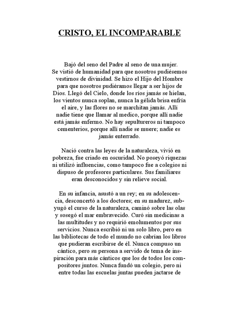 Cristo, El Incomparable | PDF | Cristo (título)