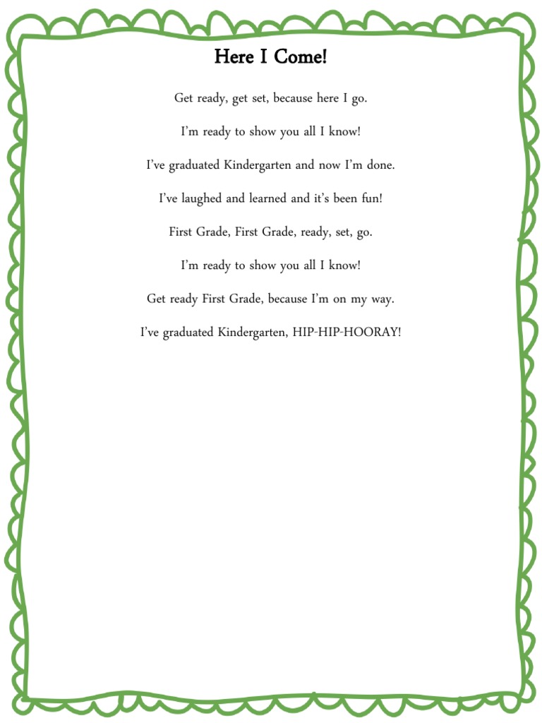 Here I Come Poem | PDF | Learning | Schools