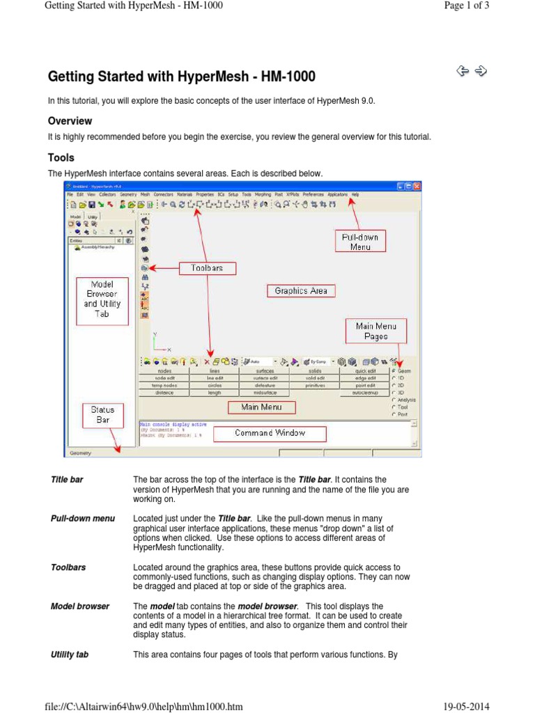 Getting Started With Hypermesh - Hm-1000: Title Bar | PDF | Graphical User Interfaces | Tab (Gui)