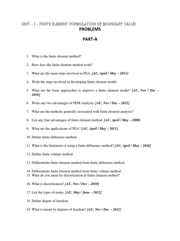 Finite Element Analysis Question Papers | PDF | Finite Element Method ...