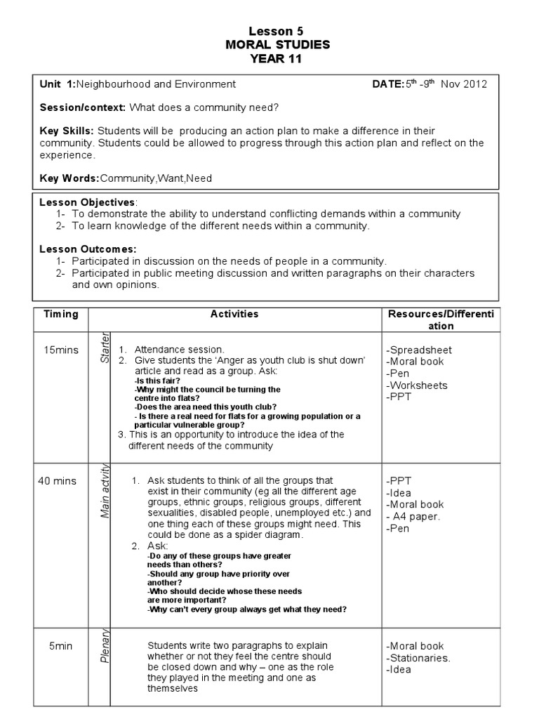 Lesson 5 Moral Y11 | PDF