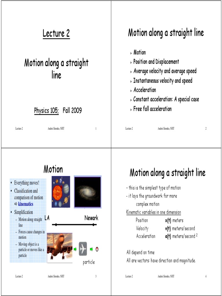 Motion Along A Straight Line Motion Along A Straight Line: Physics 105 ...