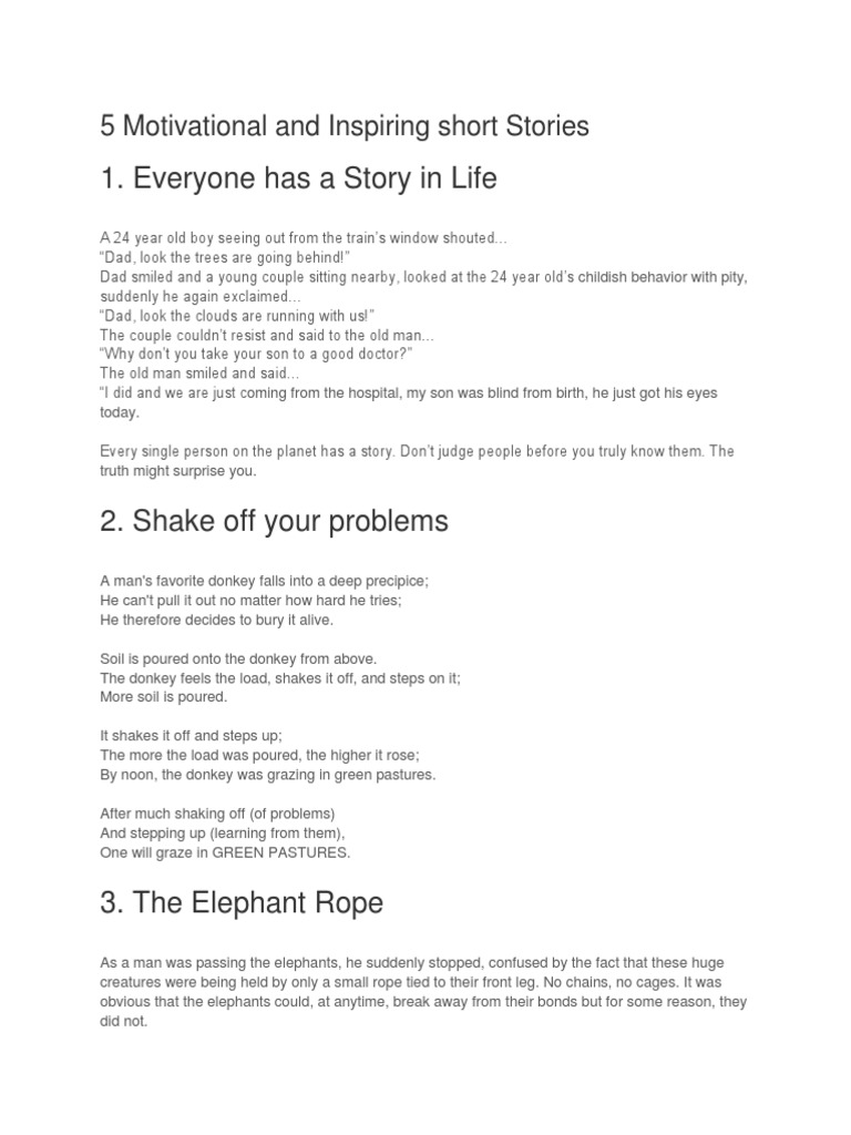 5 Motivational and Inspiring Short Stories | PDF