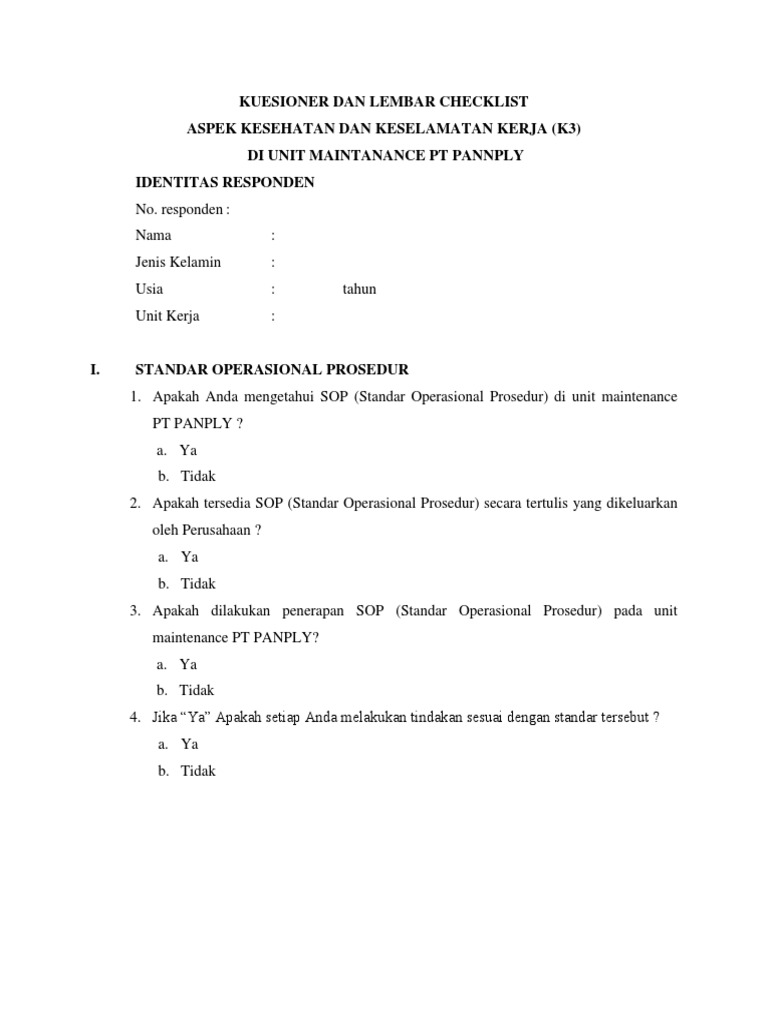 Contoh Kuesioner Penelitian Kualitatif Pdf - Aneka Contoh