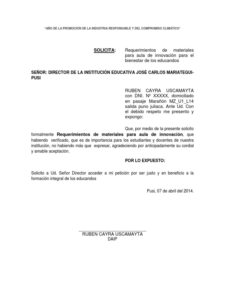 Modelo de Solicitud de Requerimiento | PDF