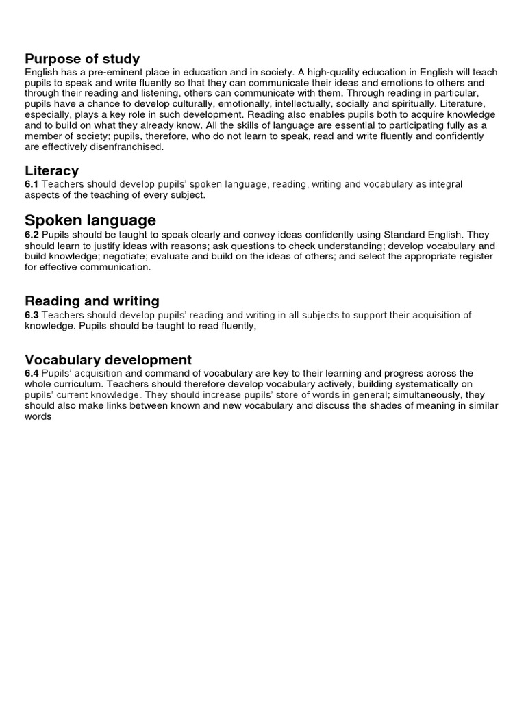 Purpose of English Literacy Education | PDF