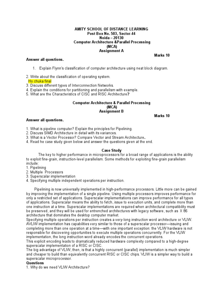 Assignment Parallel Processing Pdf Instruction Set Parallel Computing 2882