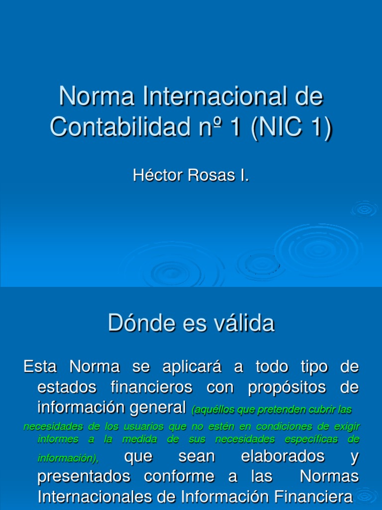 Norma Internacional de Contabilidad N 1 | PDF | Valor neto | normas internacionales de ...