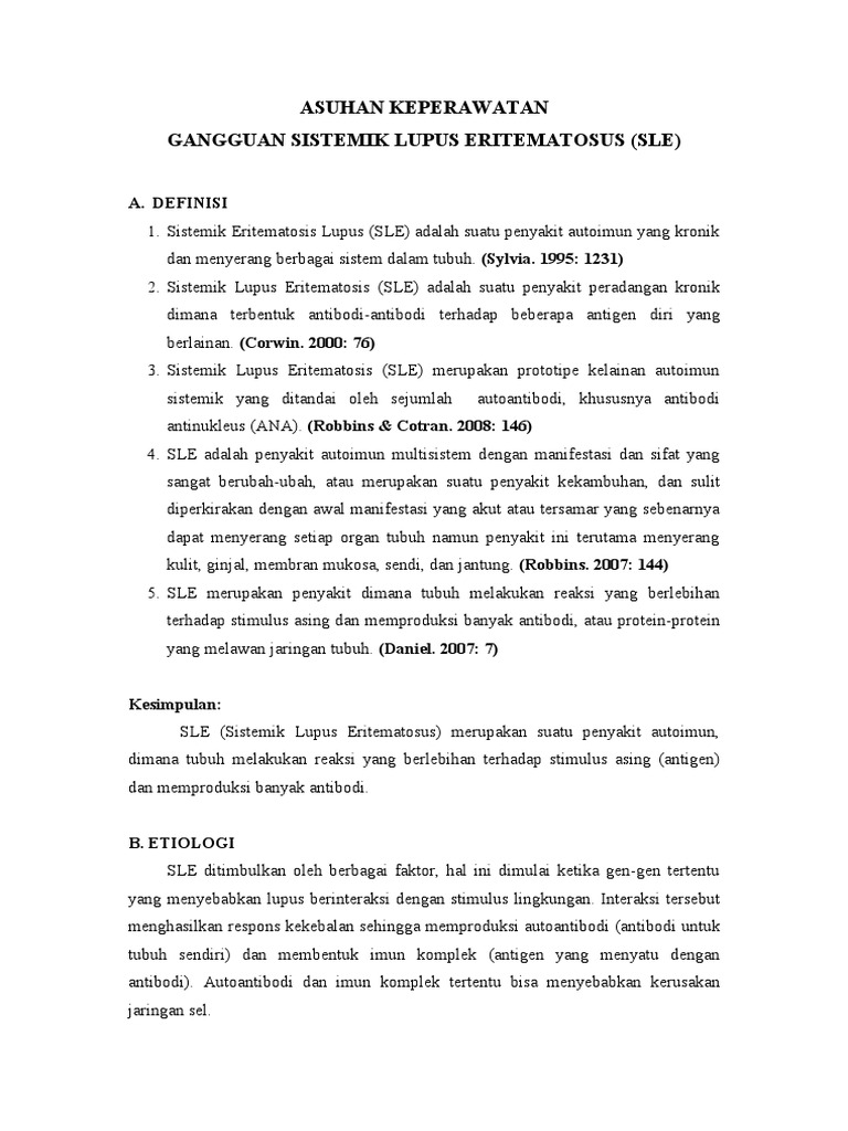 Panduan Lengkap SLE: Gejala dan Penyebab | PDF | Kesehatan Holistik ...