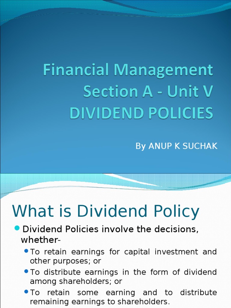 Dividend Policies | Cost Of Capital | Dividend