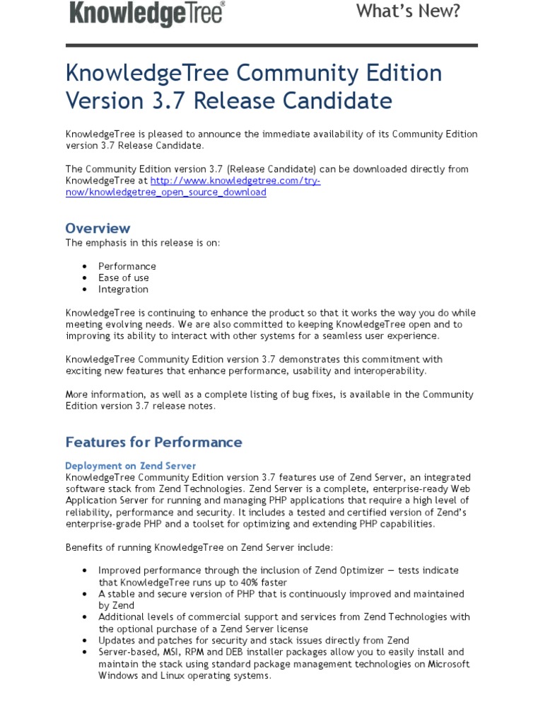 What's New in Knowledge Tree 3.7 Community Edition | PDF | Software ...