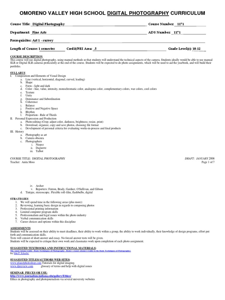 16 Curriculum Photography | PDF | Design | Mass Media