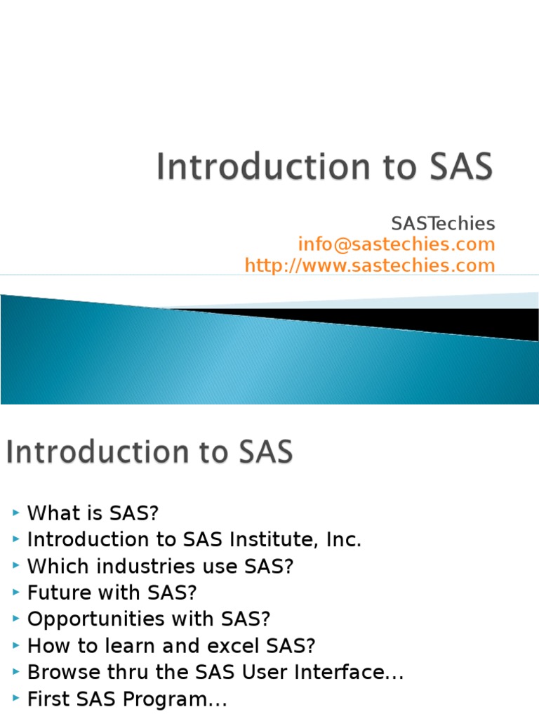 SAS Slides 1: Introduction To SAS | PDF | Sas (Software) | Information ...