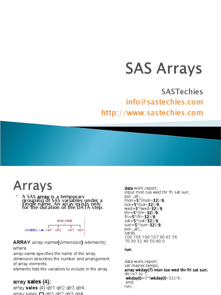 SAS Slides 6: Arrays | PDF | Sas (Software) | Computing