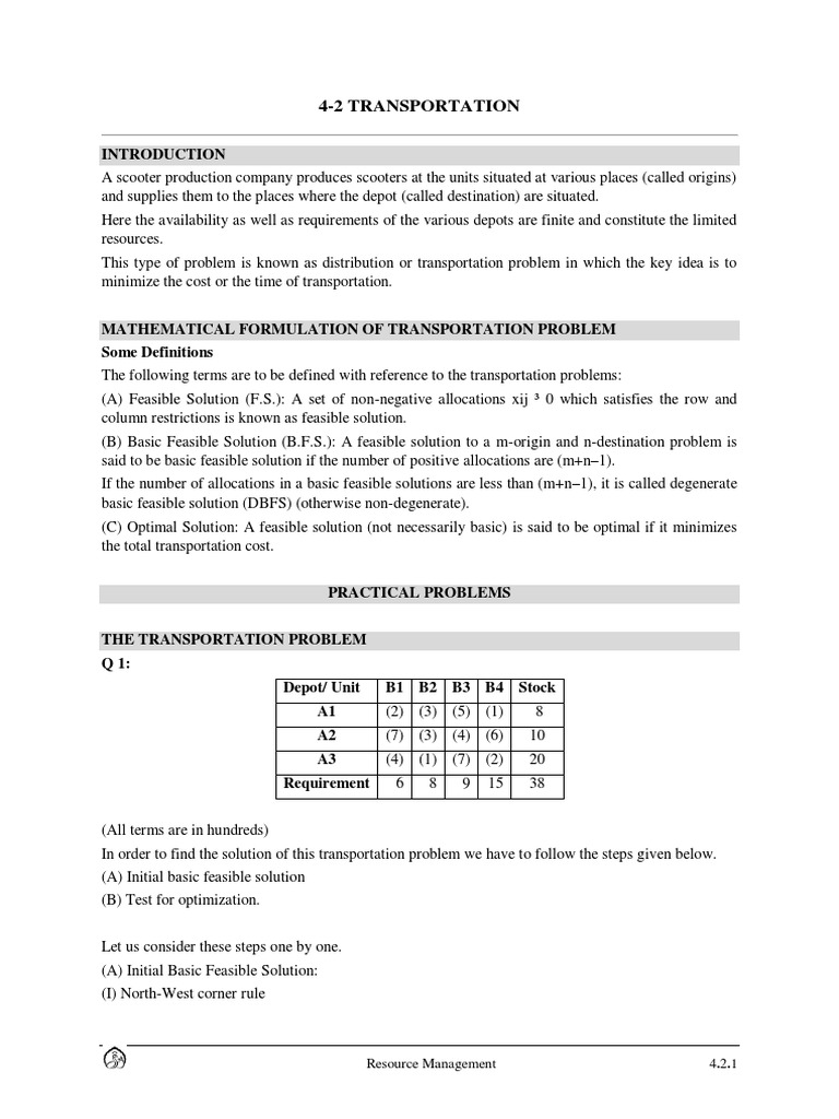Ff4.2 Transportation | PDF | Mathematical Optimization | Teaching Mathematics