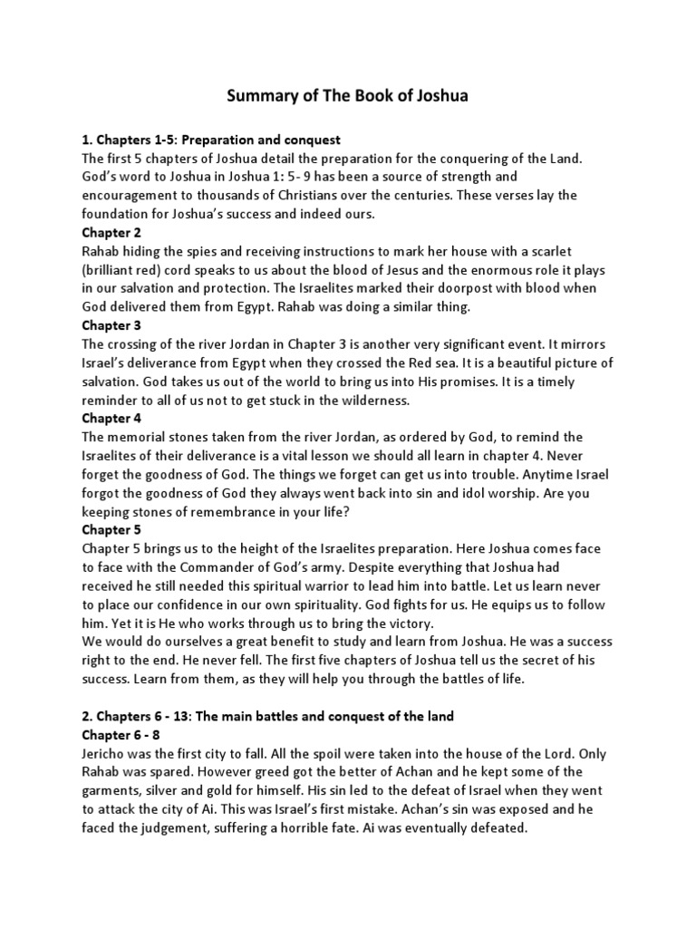 Summary of The Book of Joshua | PDF | Israelites | Joshua