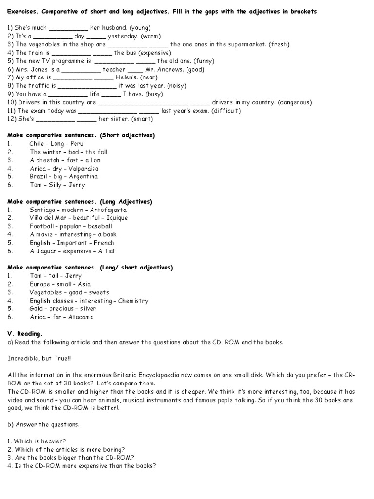 Comparatives Short and Long Adjectives | PDF