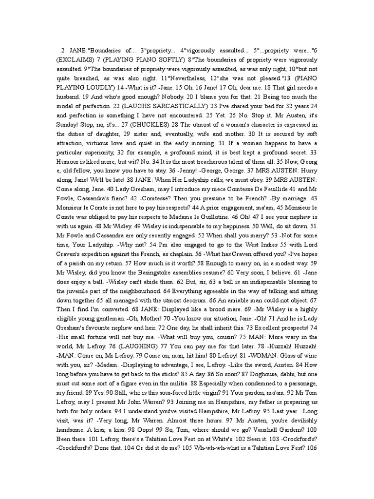 Becoming Jane Script | PDF | Leisure