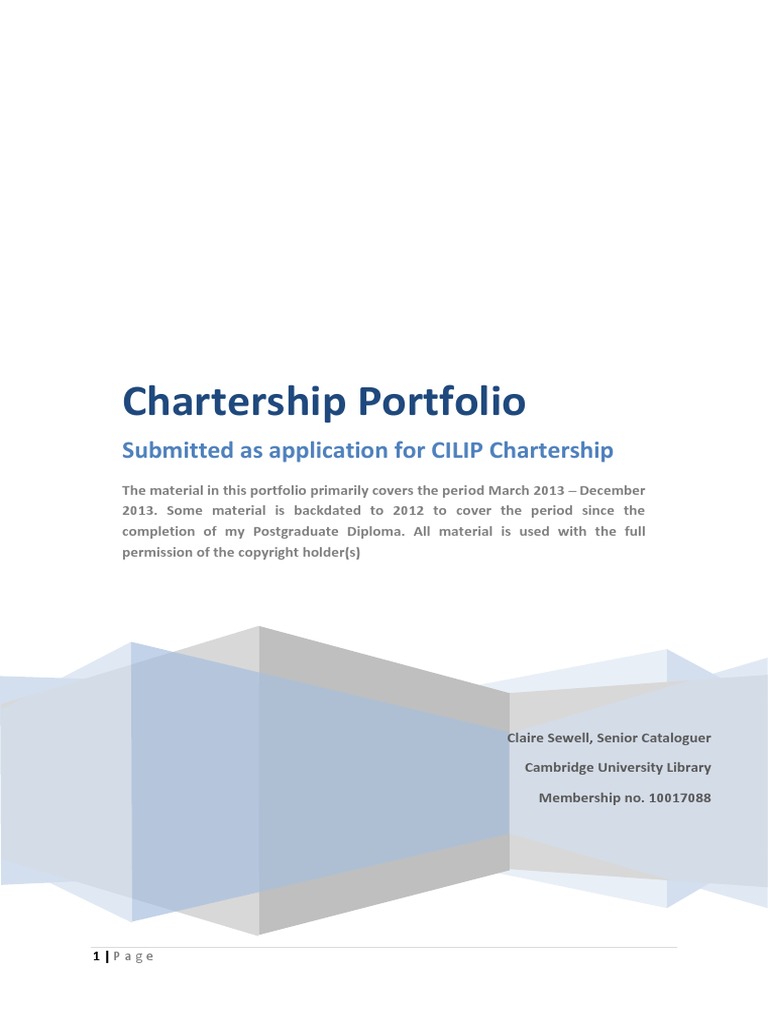 Chartership Portfolio | PDF | Cataloging | Libraries