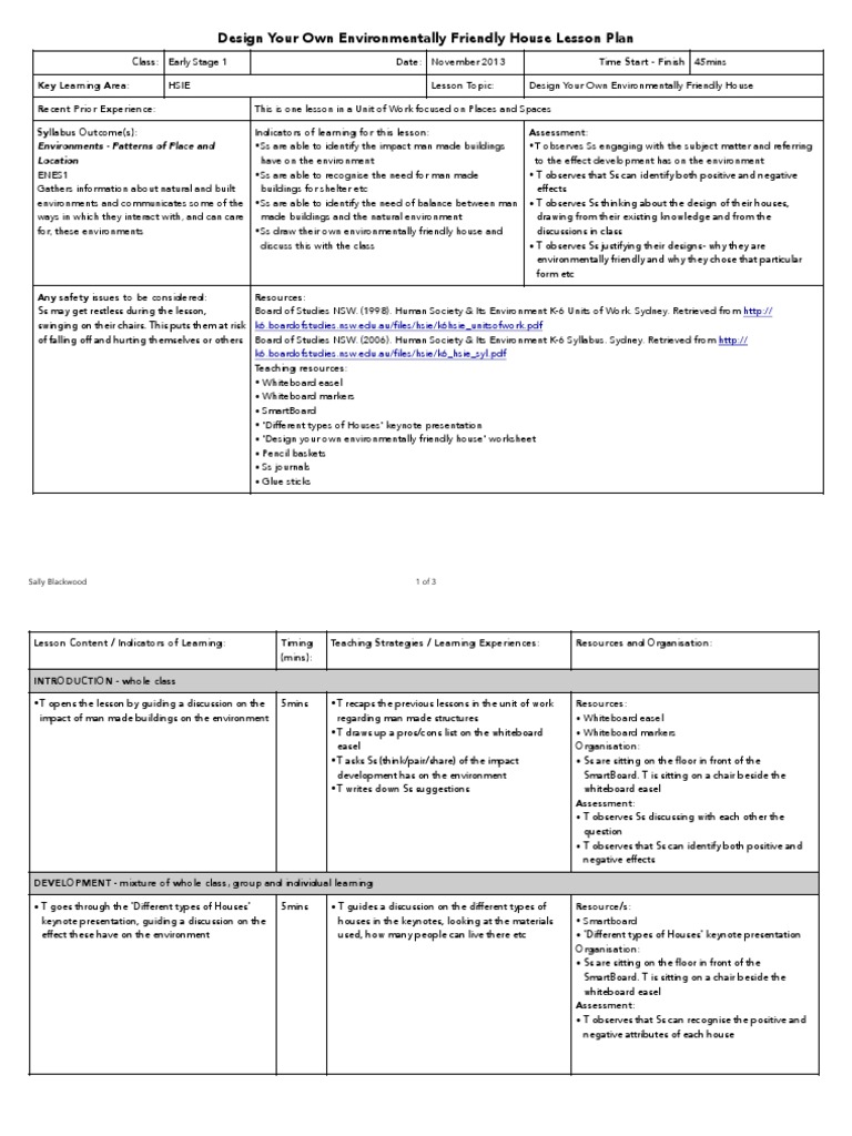Hsie - Design Your Own Environmentally Friendly House Lesson Plan | PDF ...