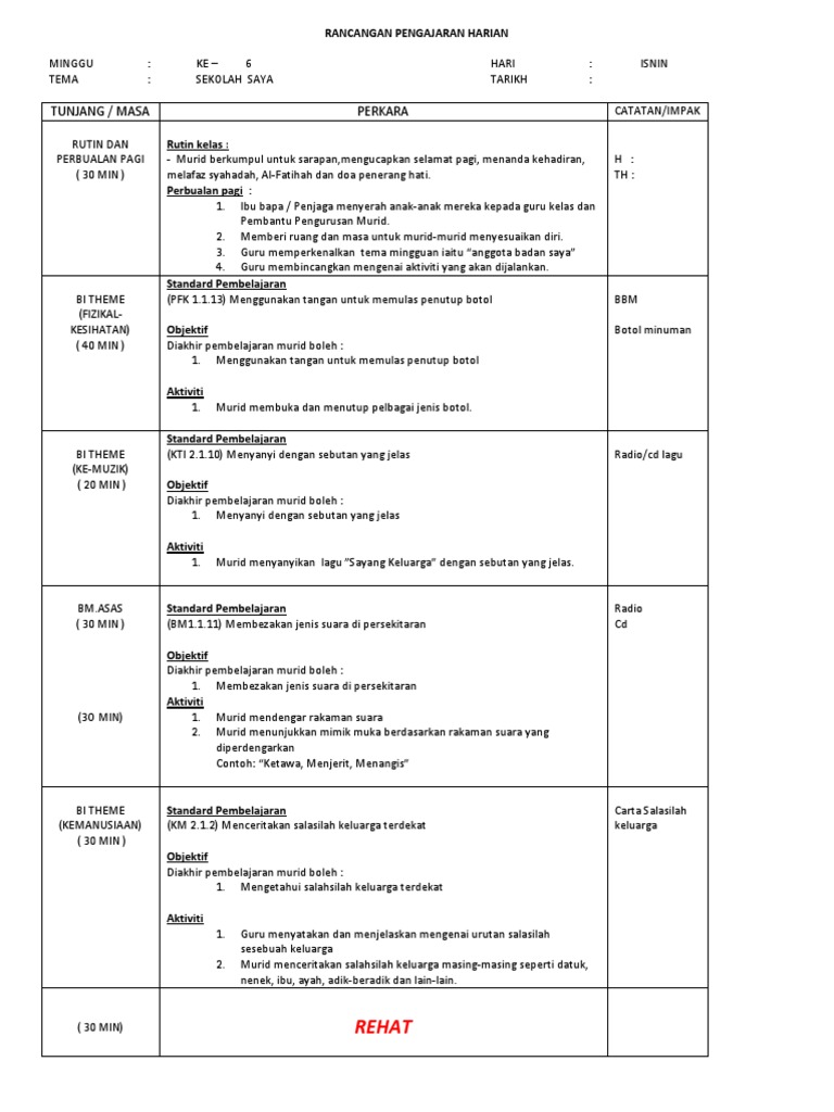 Rph-Minggu 6 Sekolah Saya 2013 | PDF