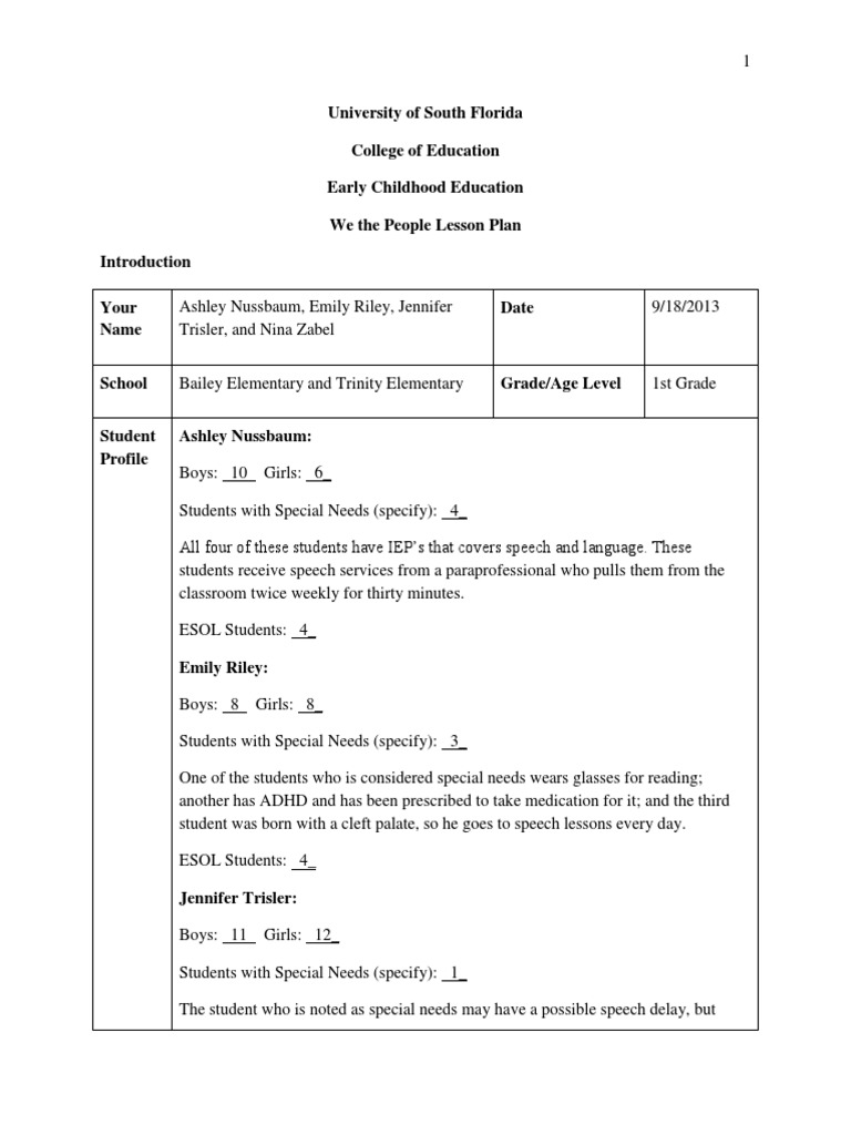 We The Kids Lesson Plan | PDF | Special Education | Individualized ...