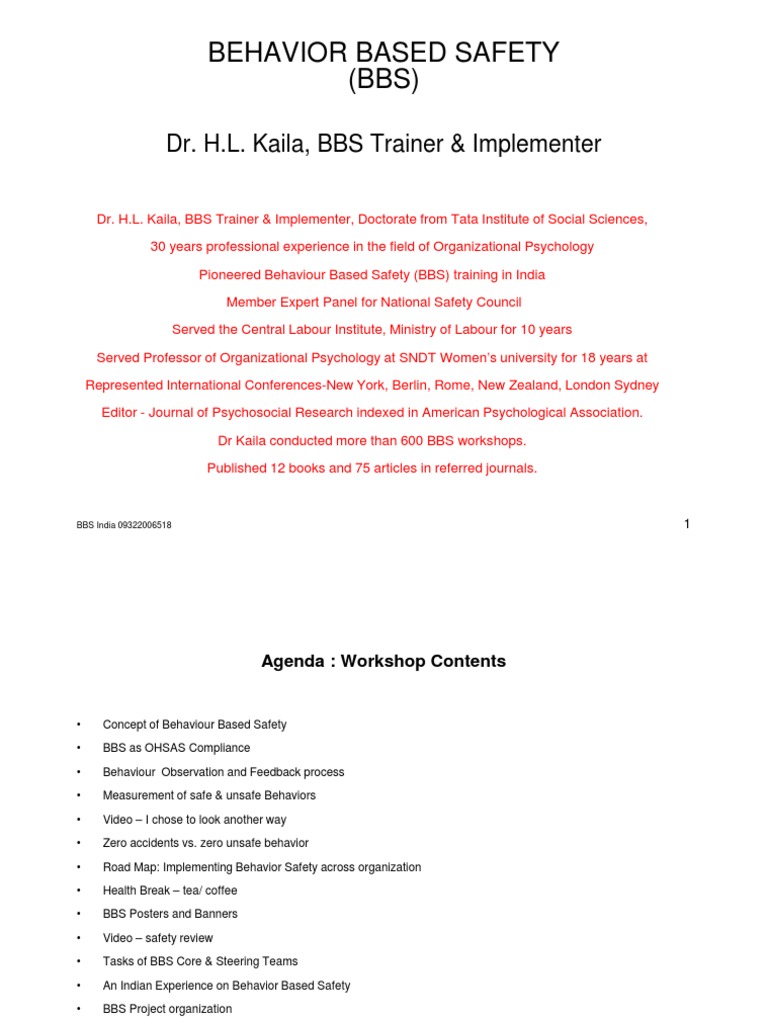 Behavior Based Safety | PDF | Behavior | Industrial And Organizational ...