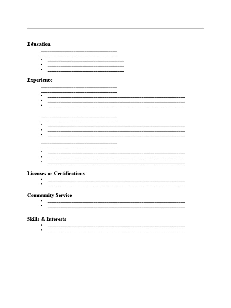 Blank Resume Template | PDF