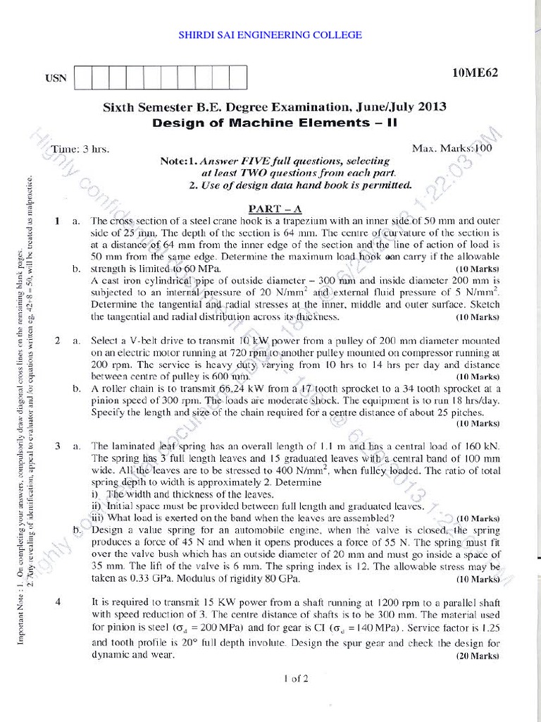 Design of Machine Element-II | PDF | Gear | Belt (Mechanical)