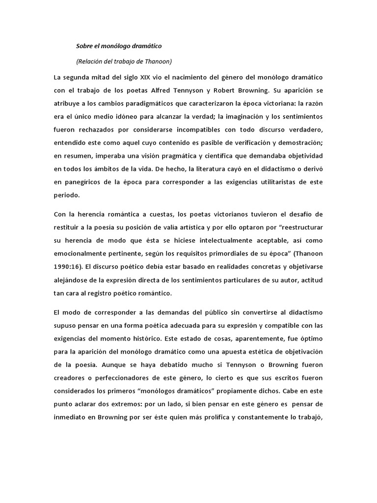 Sobre El Monólogo Dramático | PDF | Monólogo | Robert Browning