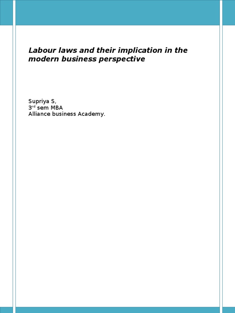 Labour Laws and Their Implication in The Modern Business Perspective ...