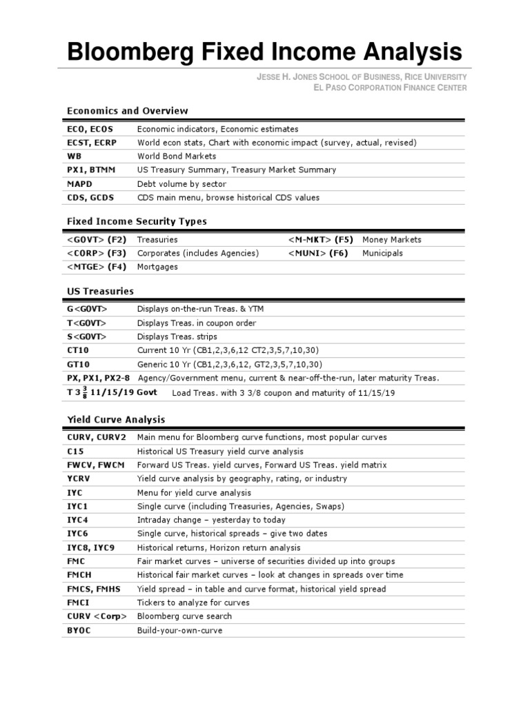 Bloomberg Fixed Income | PDF | Bonds (Finance) | Yield (Finance)