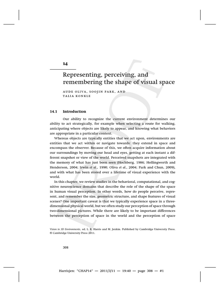 Representing, Perceiving, and Remembering The Shape of Visual Space ...