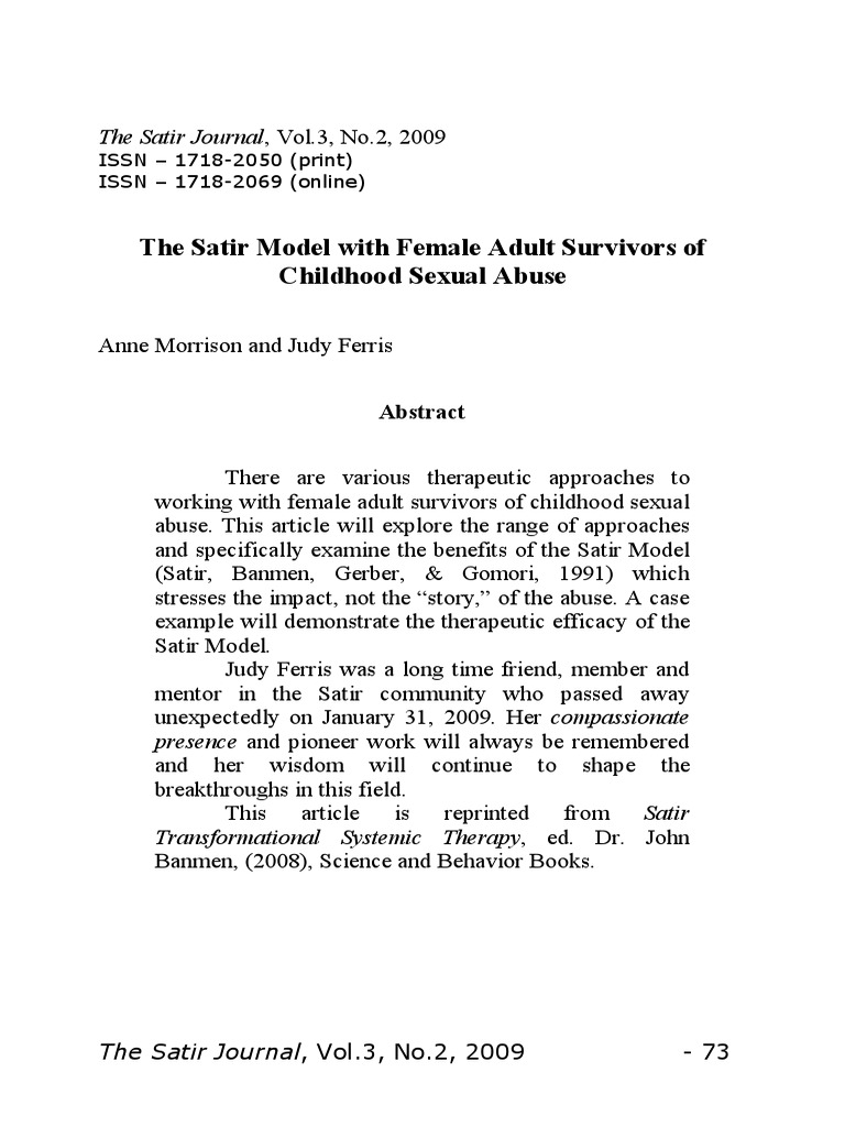 Satir Model for Adult Abuse Survivors | PDF | Psychotherapy | Anger